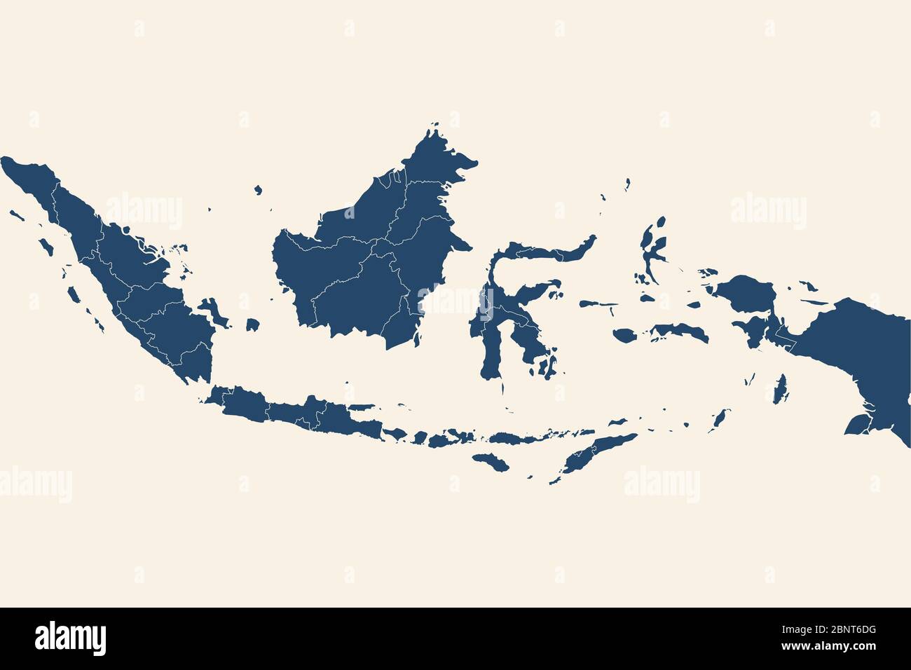 Indonesia map with provinces stylish design. Cyan blue, cream white ...