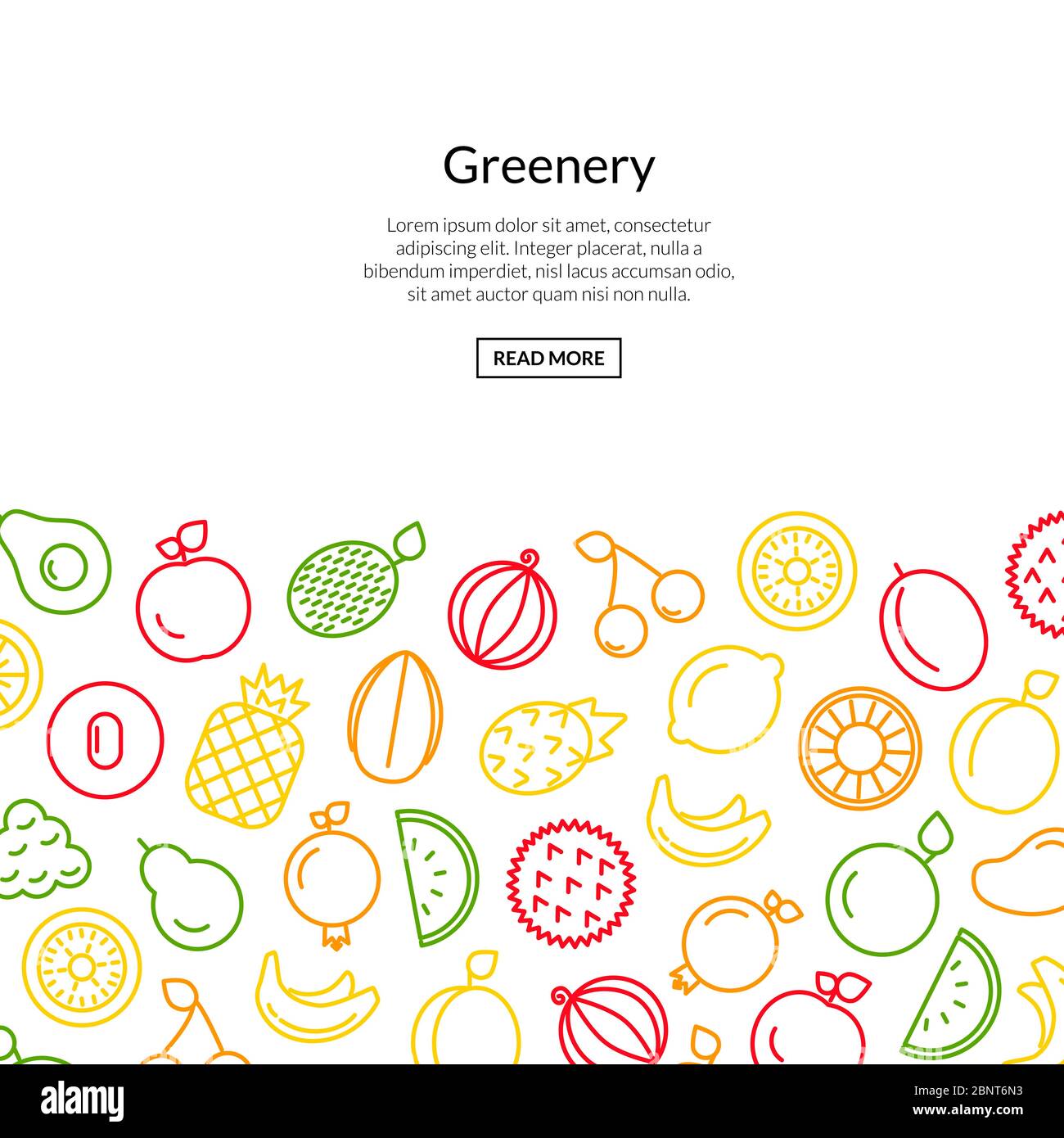 Vector line fruits icons background colored style Stock Vector Image ...