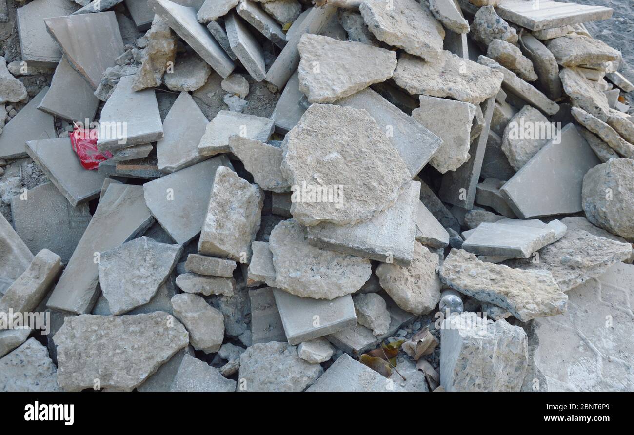 scrap of brick from destruction building on ground Stock Photo - Alamy