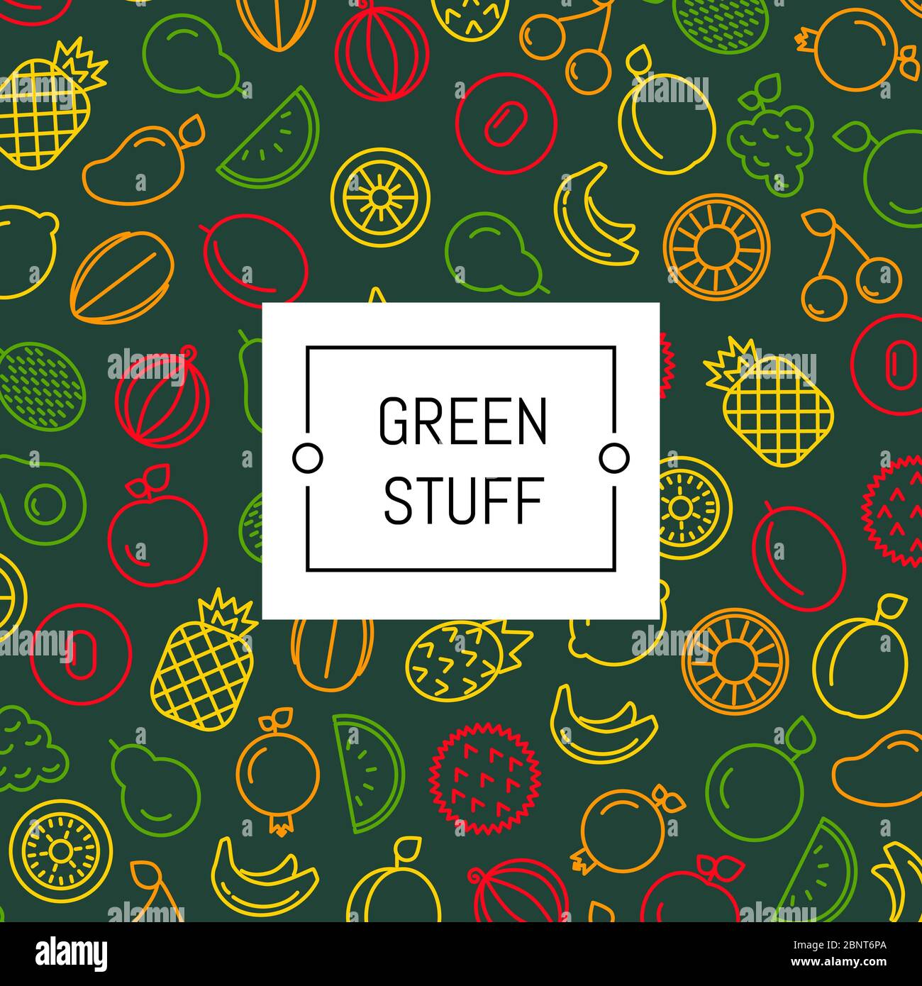 Vector line fruits icons background with place for text illustration ...