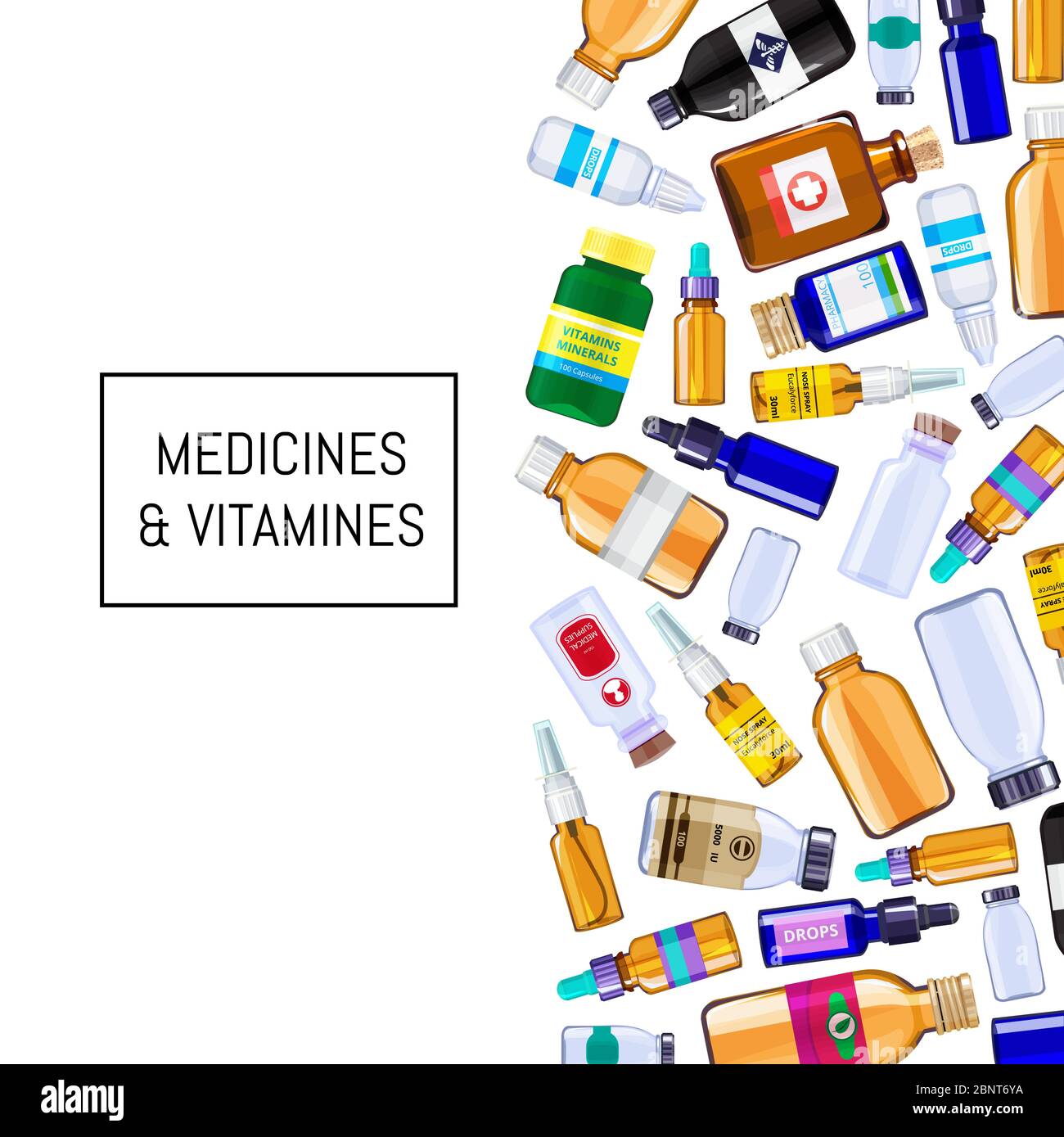 Vector color pharmacy medicine bottles background illustration Stock ...
