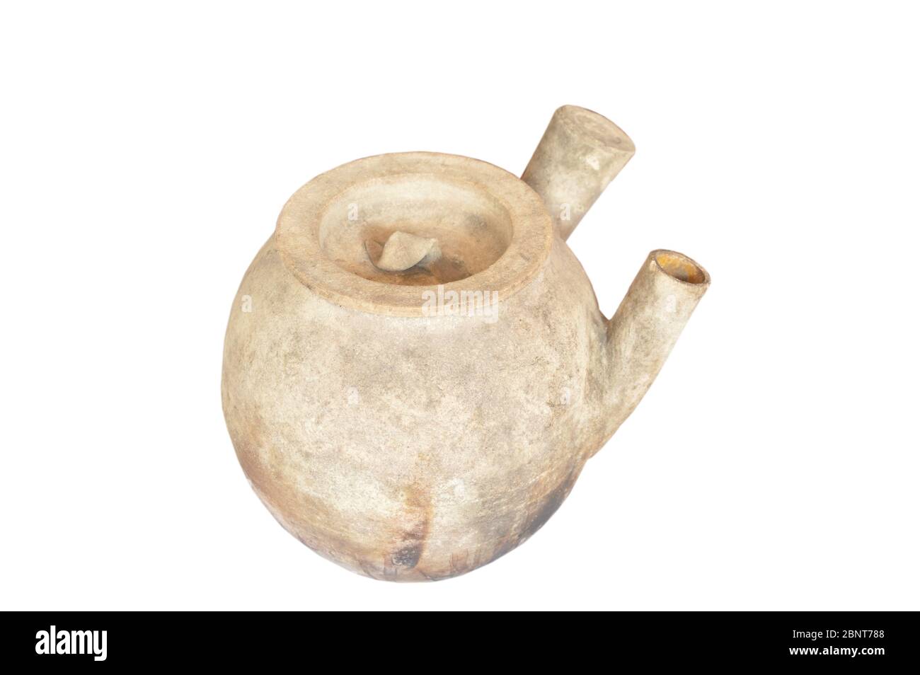 Chinese clay pot for boiling medicine concoctions on white background ...