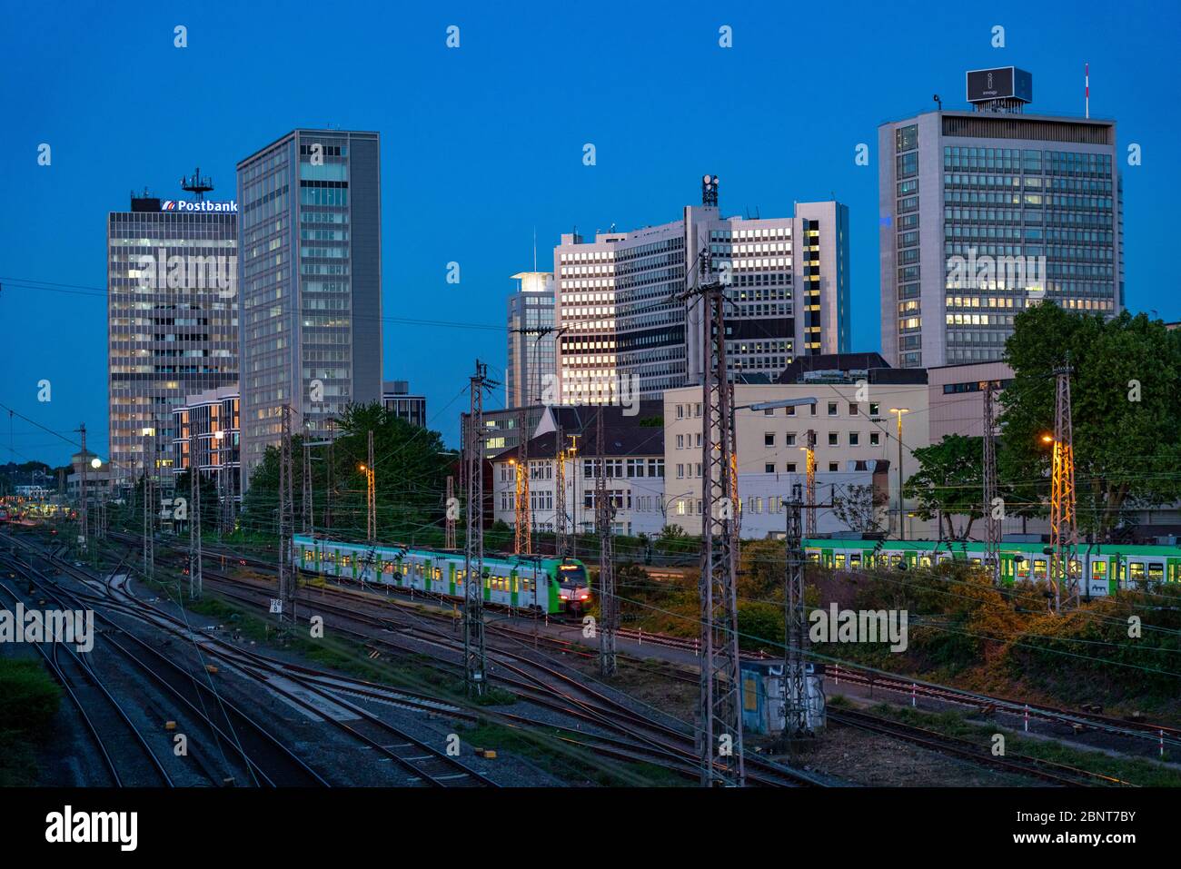 Skyline of Essen city centre with various administrative and company ...