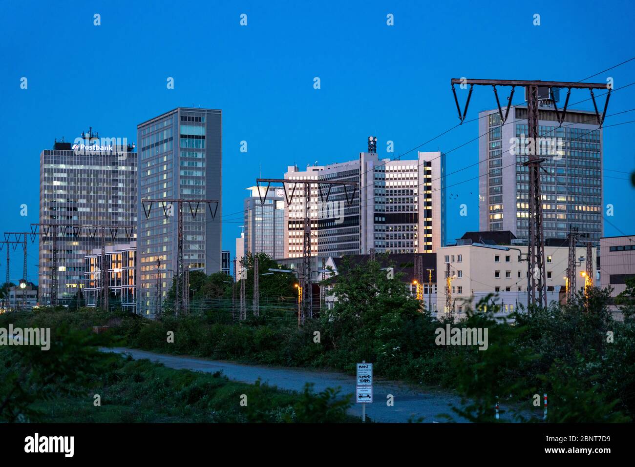 Skyline of Essen city centre with various administrative and company ...
