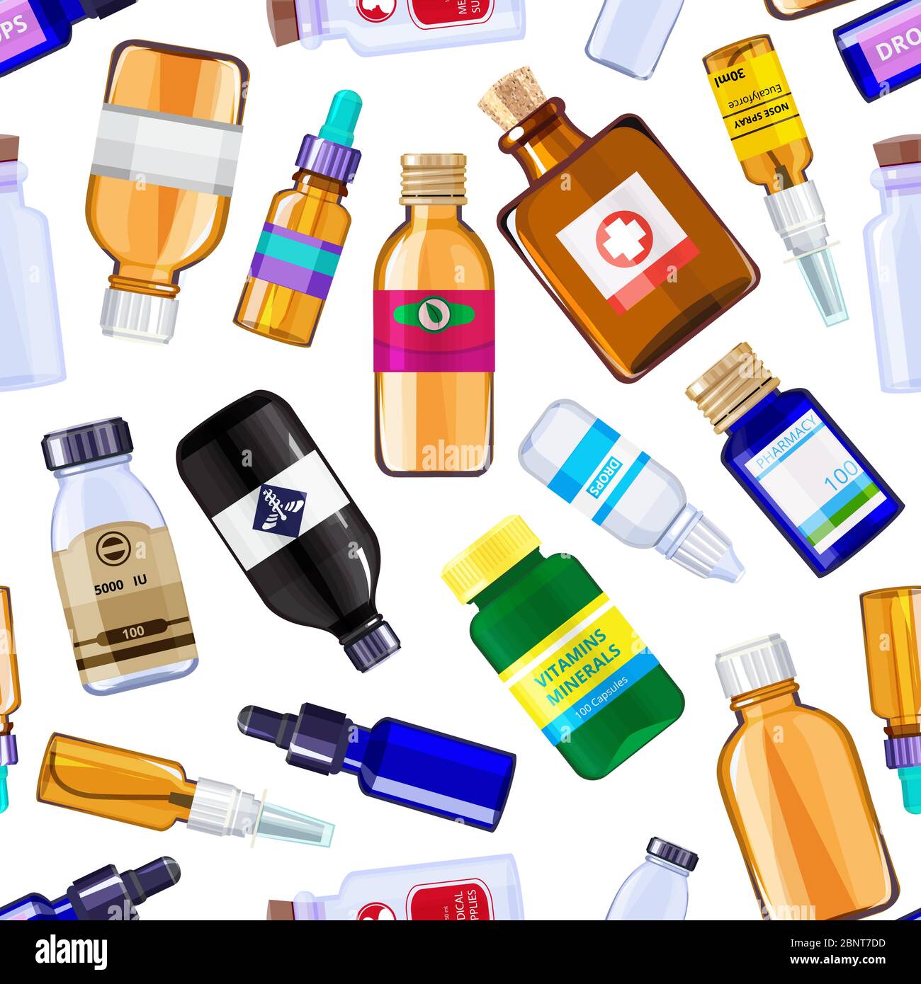 Vector pharmacy medicine bottles pattern background illustration Stock ...