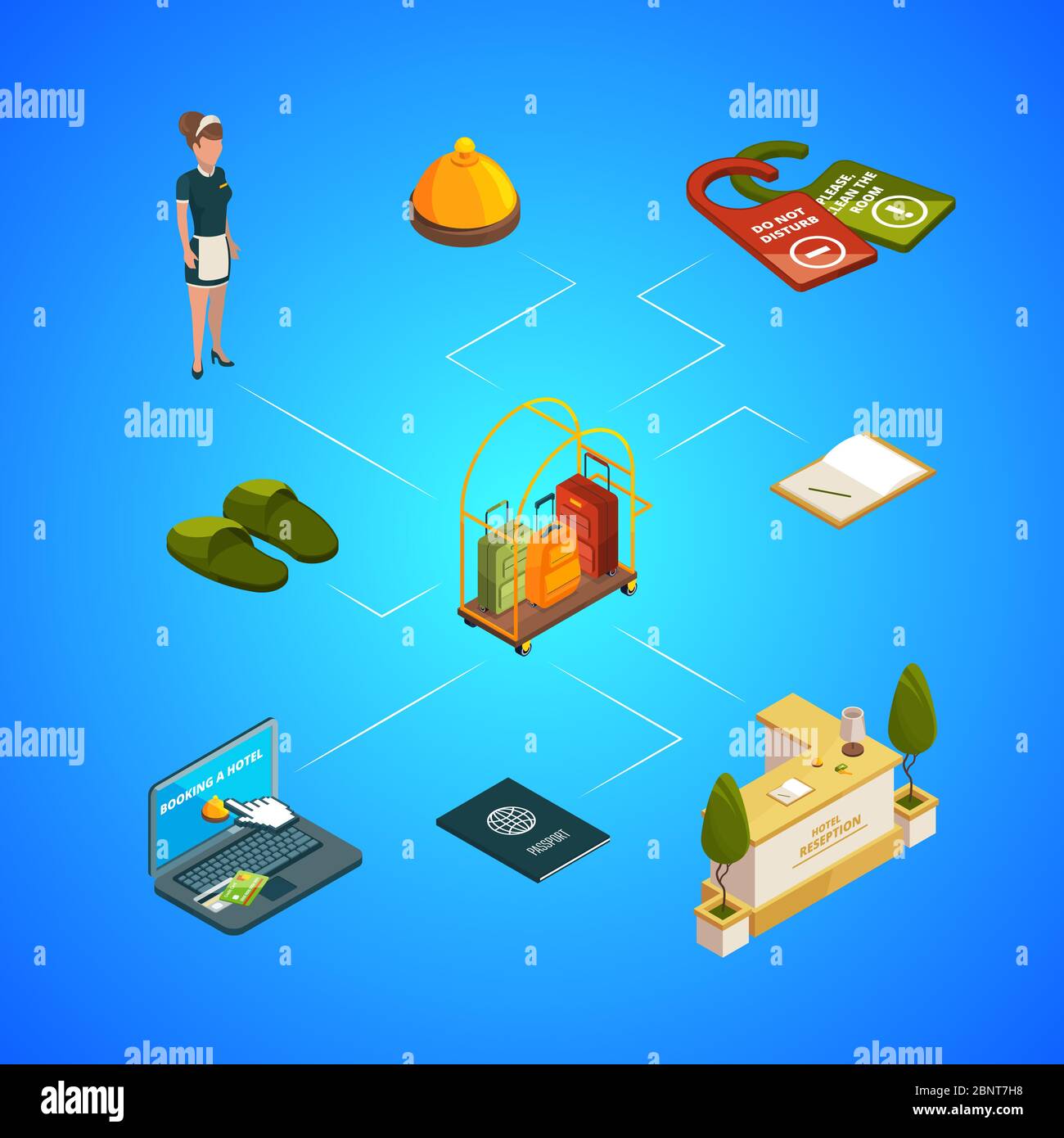 Vector isometric hotel icons infographic concept illustration Stock ...