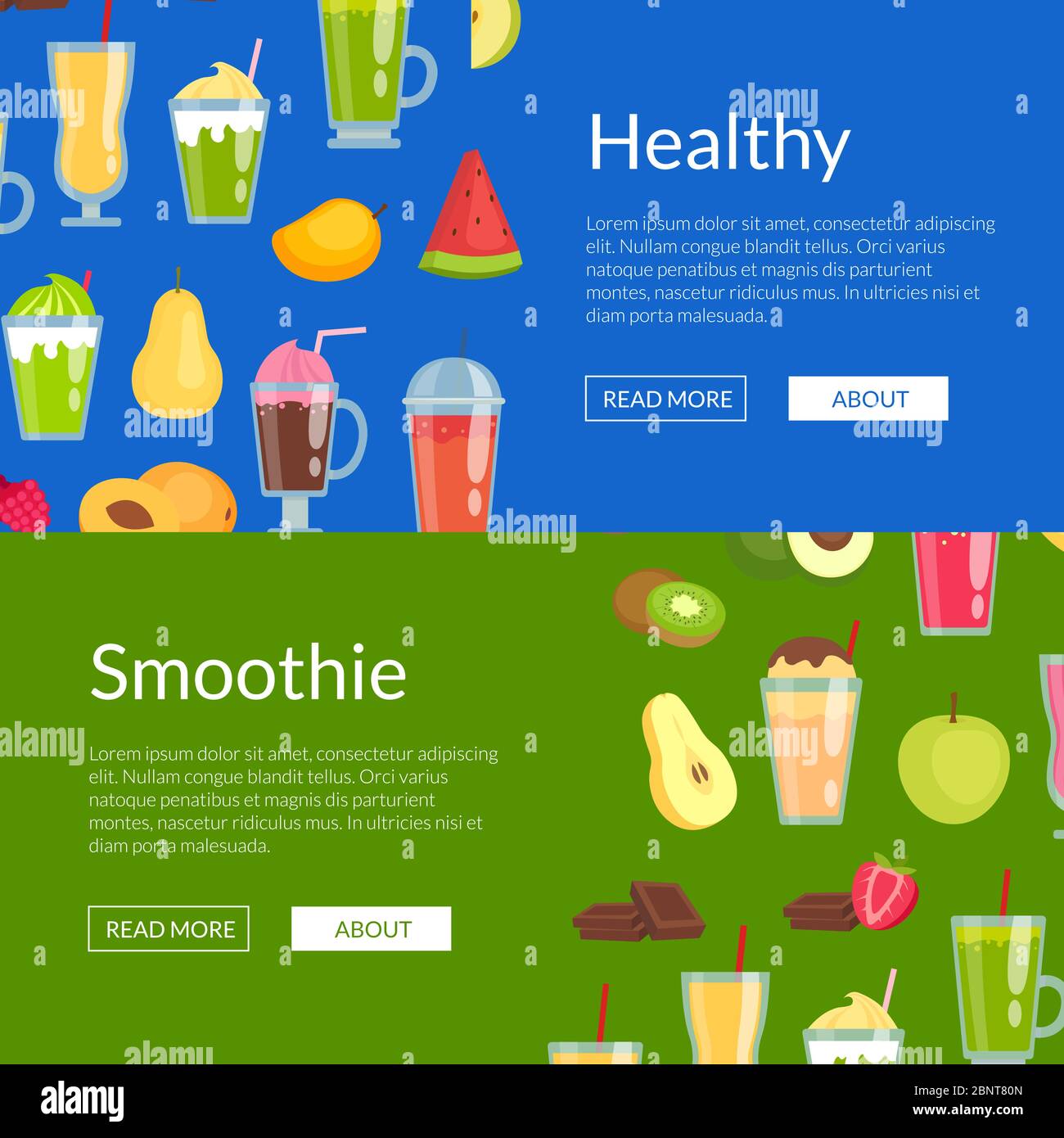 Vector flat smoothie elements web banner templates illustration Stock ...