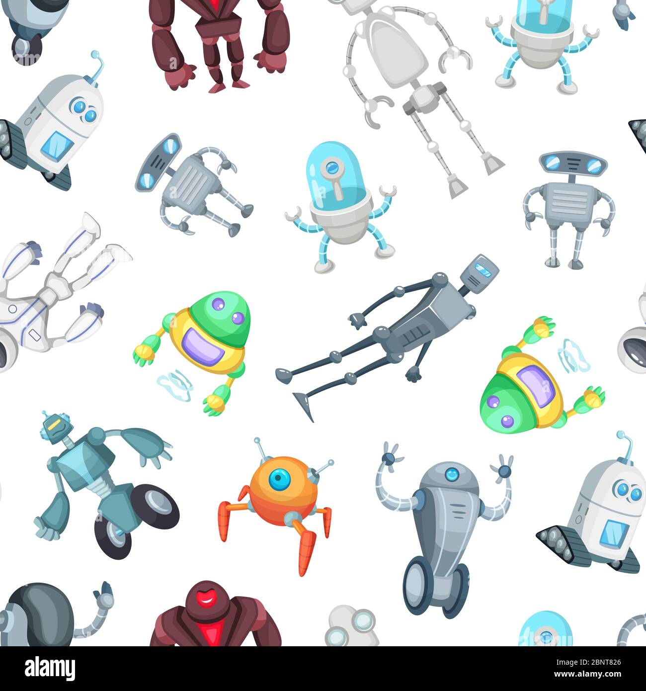 Vector cartoon robots pattern or background illustration Stock Vector ...