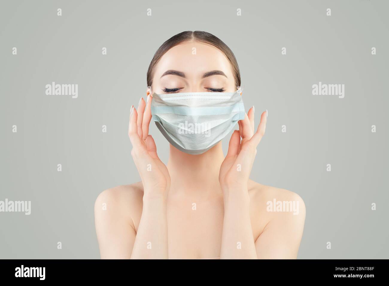 Healthy model woman in protective mask Stock Photo - Alamy