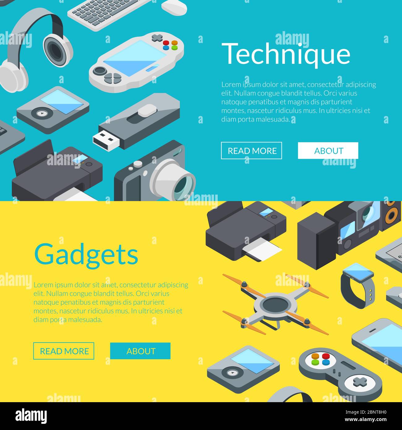 Vector isometric gadgets icons web banner templates illustration Stock ...