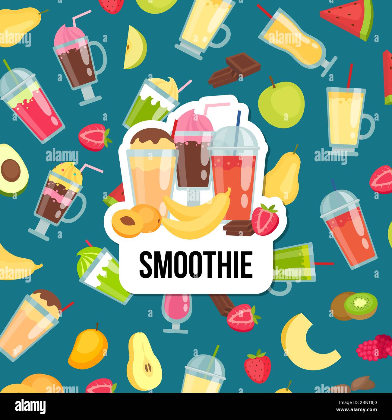 Vector flat smoothie with place for text illustration Stock Vector ...