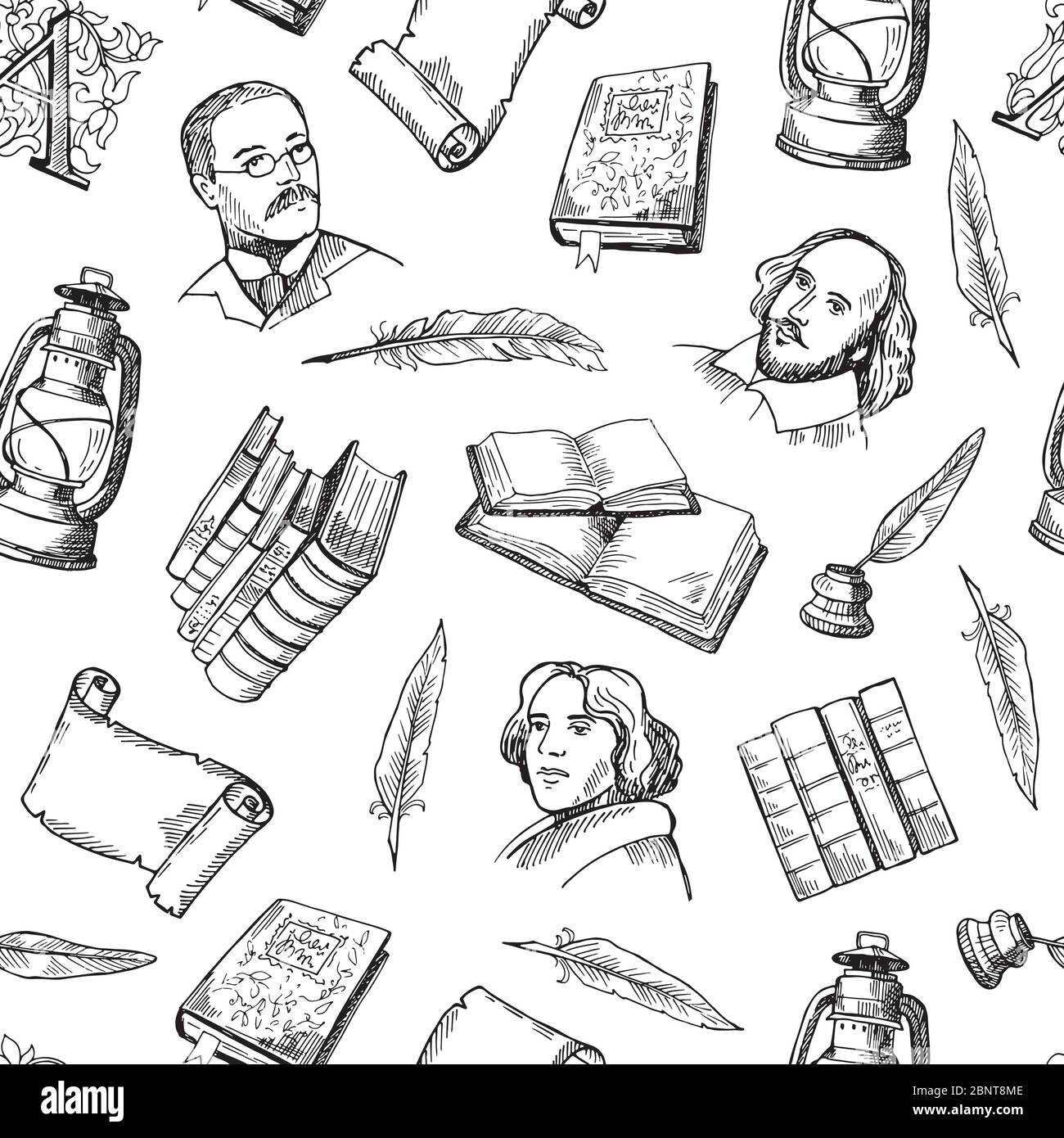 Vector hand drawn theatre elements pattern or background illustration ...