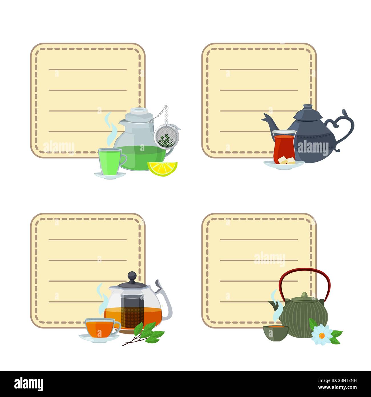 Vector tea kettles and cups stickers Stock Vector Image & Art - Alamy