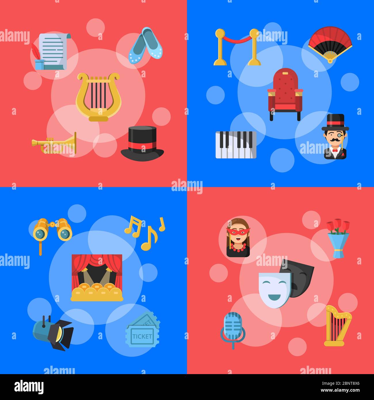 Vector flat theatre icons infographic concept illustration Stock Vector ...