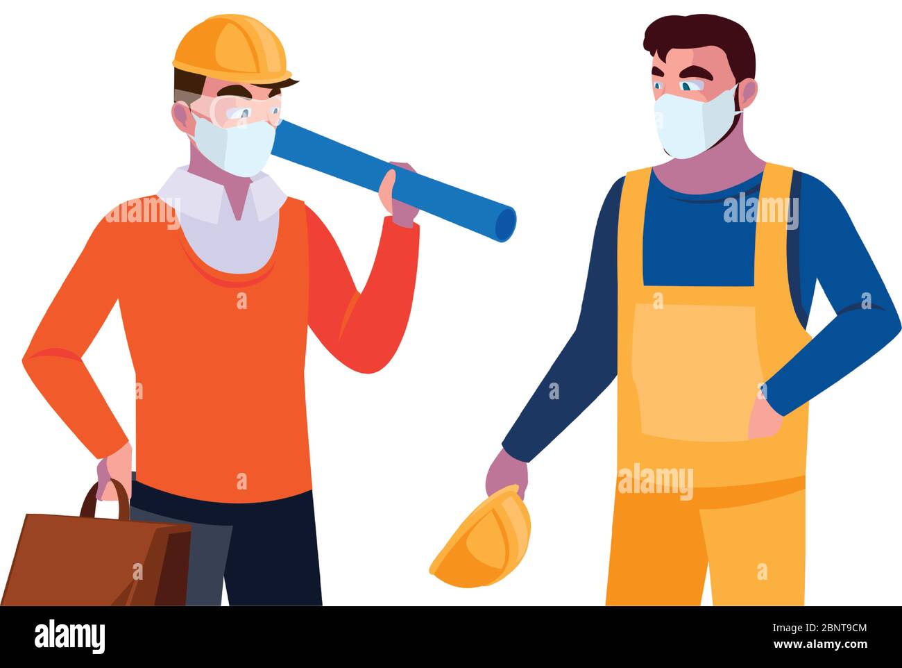 operator and architect with mask and helmet vector illustration desing ...