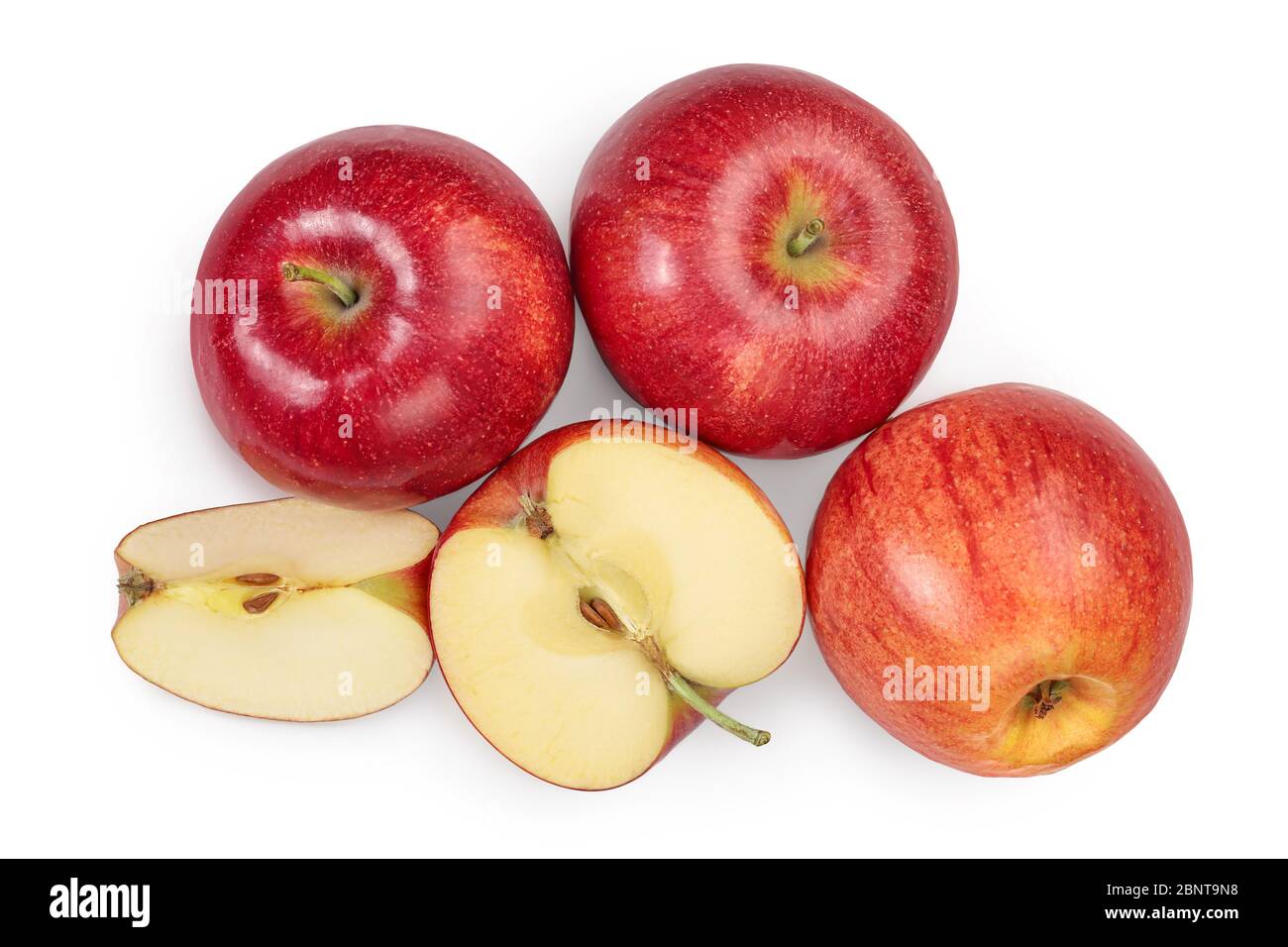 Red apple with half isolated on white background with clipping path and ...