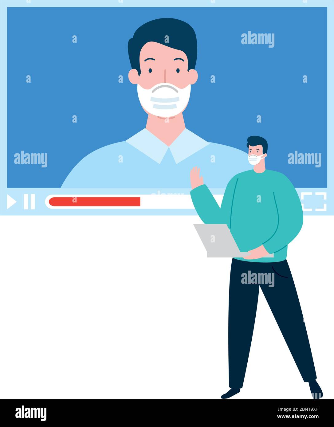 men using face mask in video conference Stock Vector Image & Art - Alamy