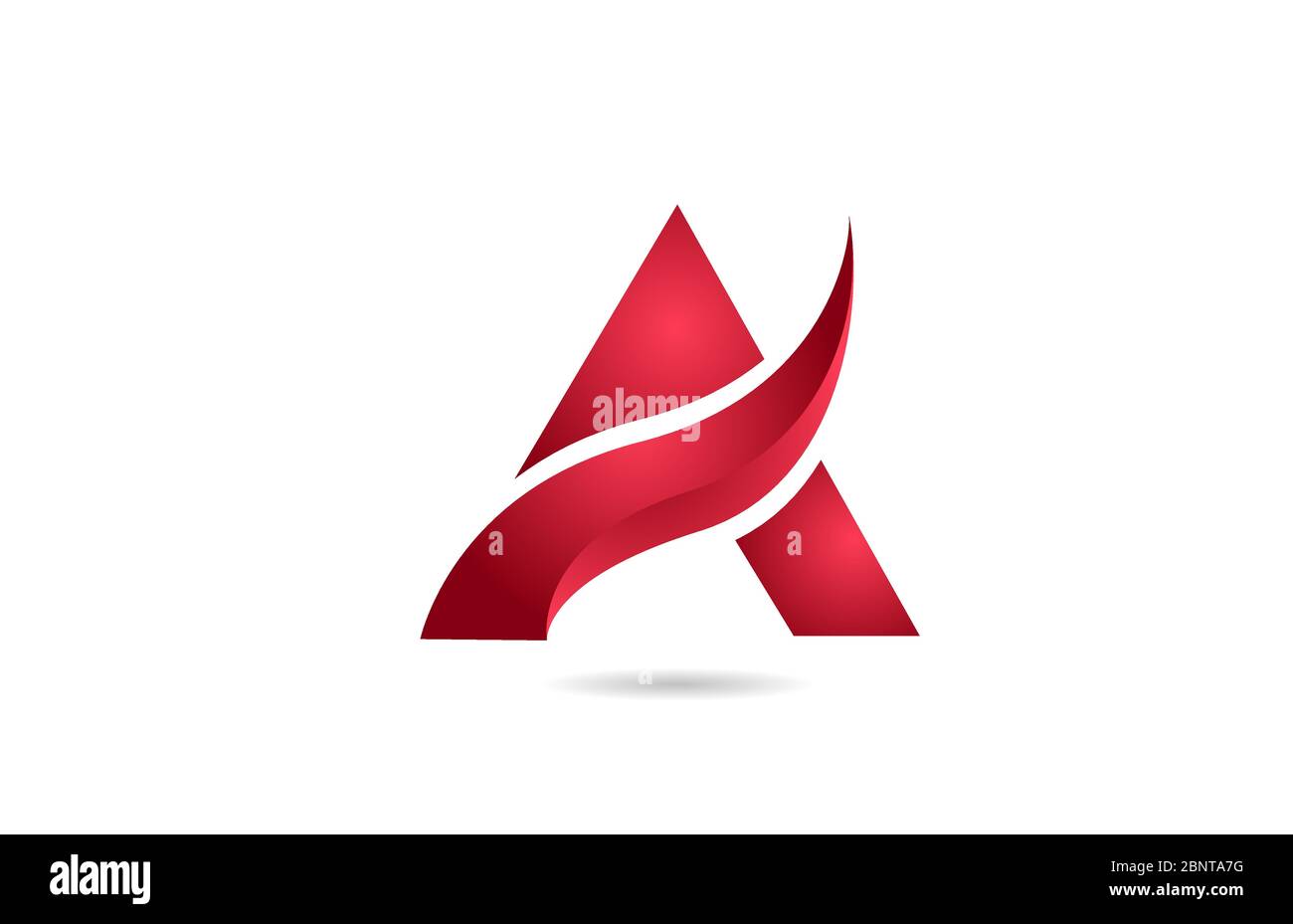 red A alphabet letter logo icon for company and business with swoosh ...