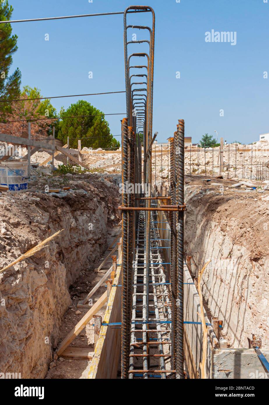 Design of reinforced concrete foundations. Constructed by workers ...