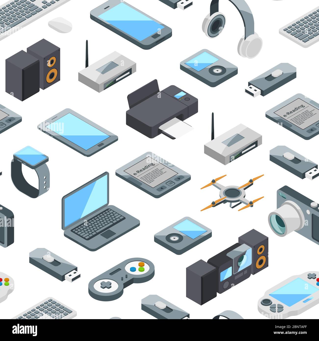 Vector isometric gadgets icons pattern or background illustration Stock ...