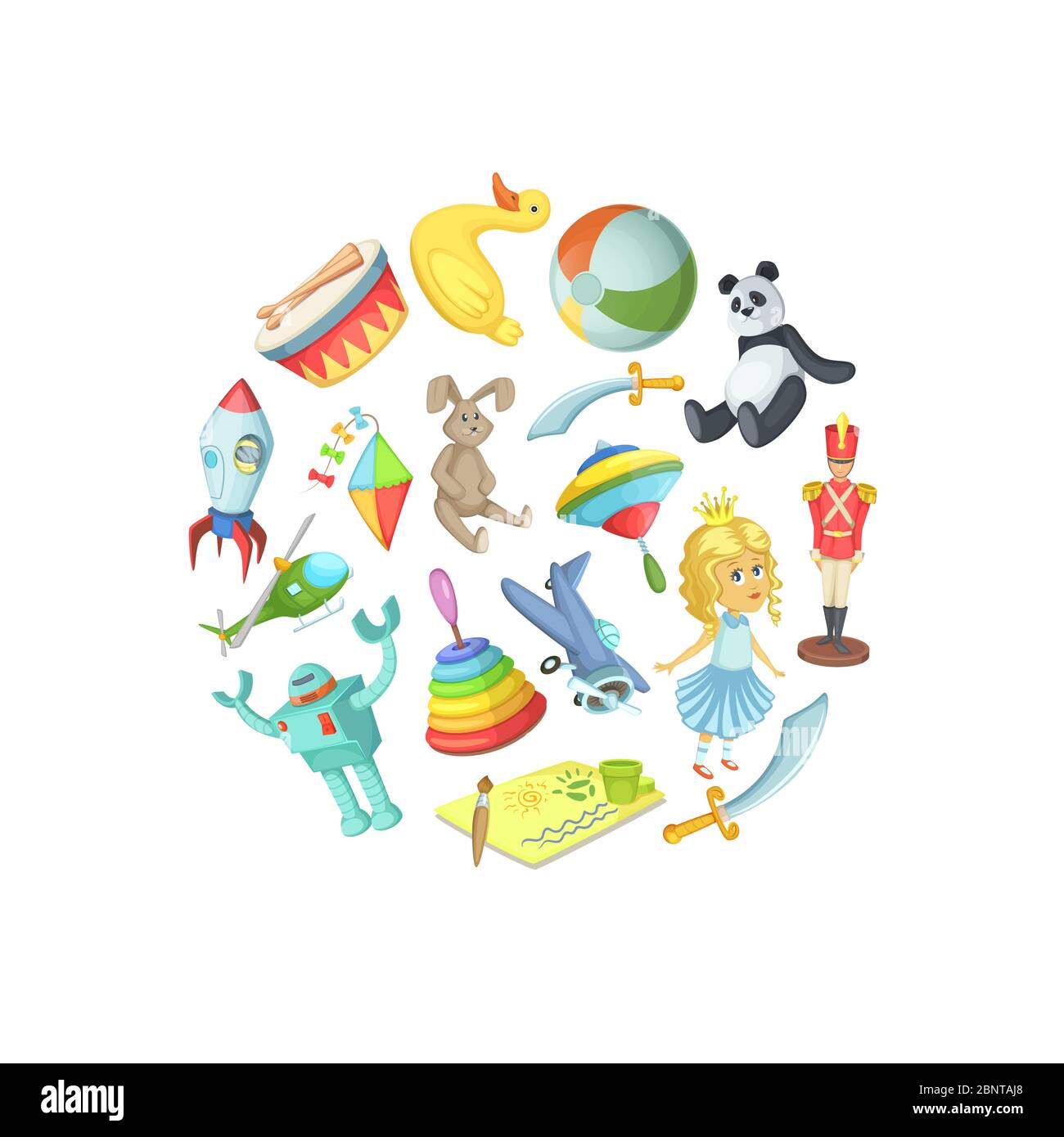 Vector cartoon children toys in circle shape illustration Stock Vector ...