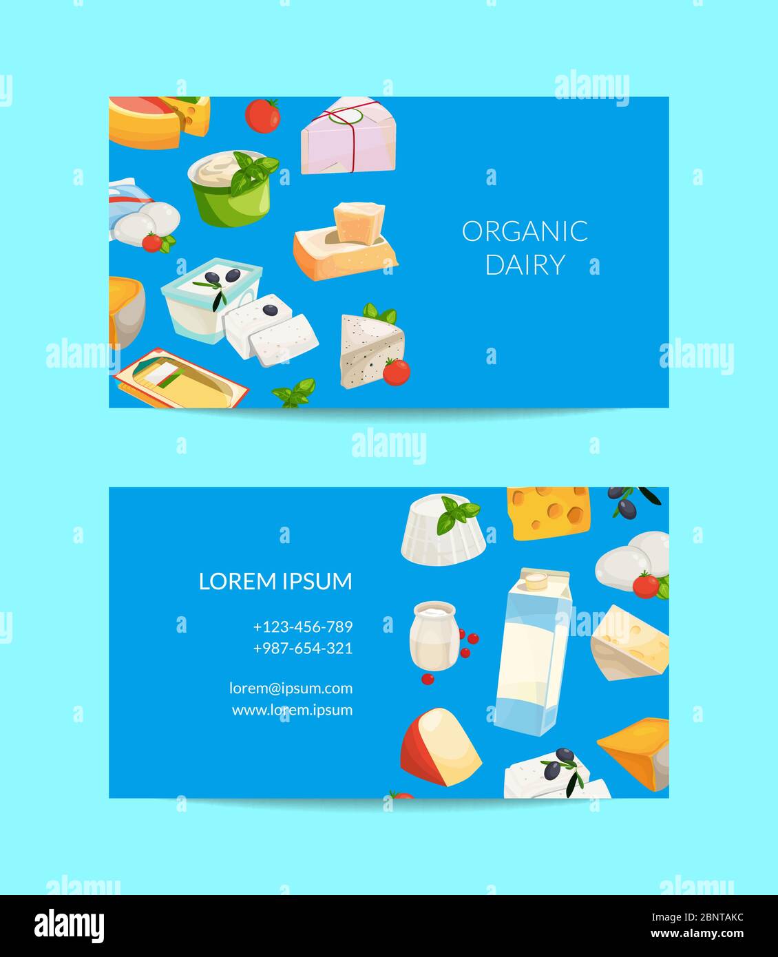 Vector cartoon milk and cheese products business card Stock Vector ...