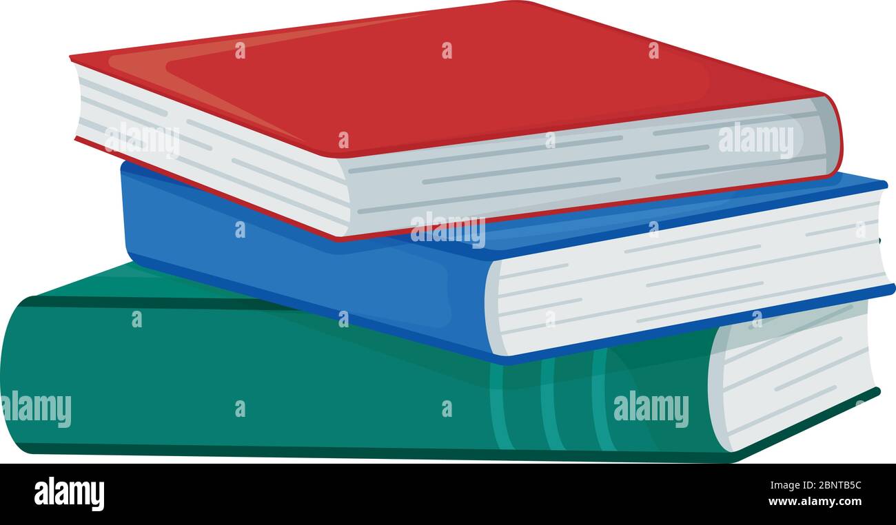 Concept stack book school stuff isolated on white, cartoon vector ...