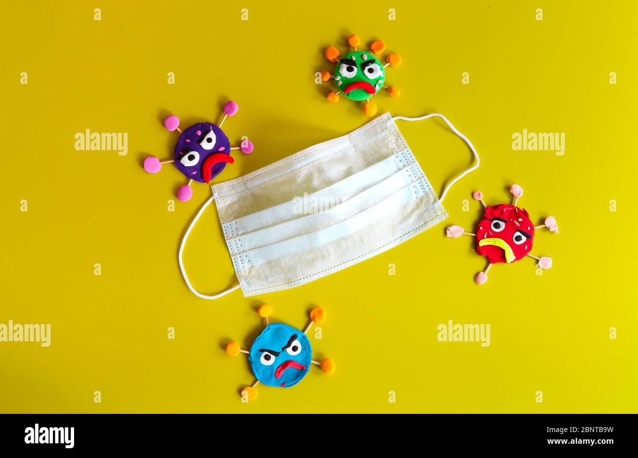 Viral epidemic influenza and Coronavirus concept. Clay characters with ...