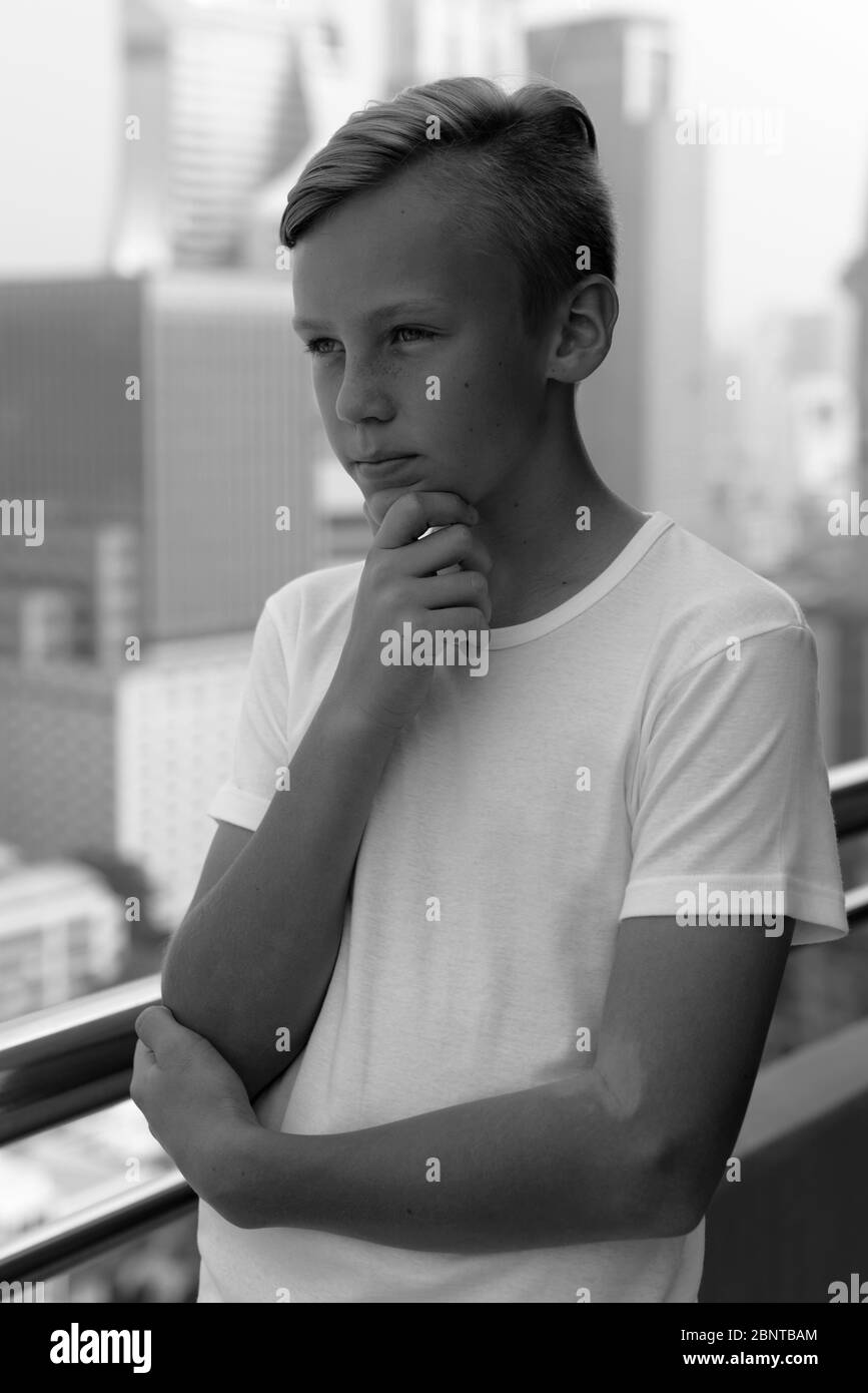 Boy preteen Black and White Stock Photos & Images - Alamy