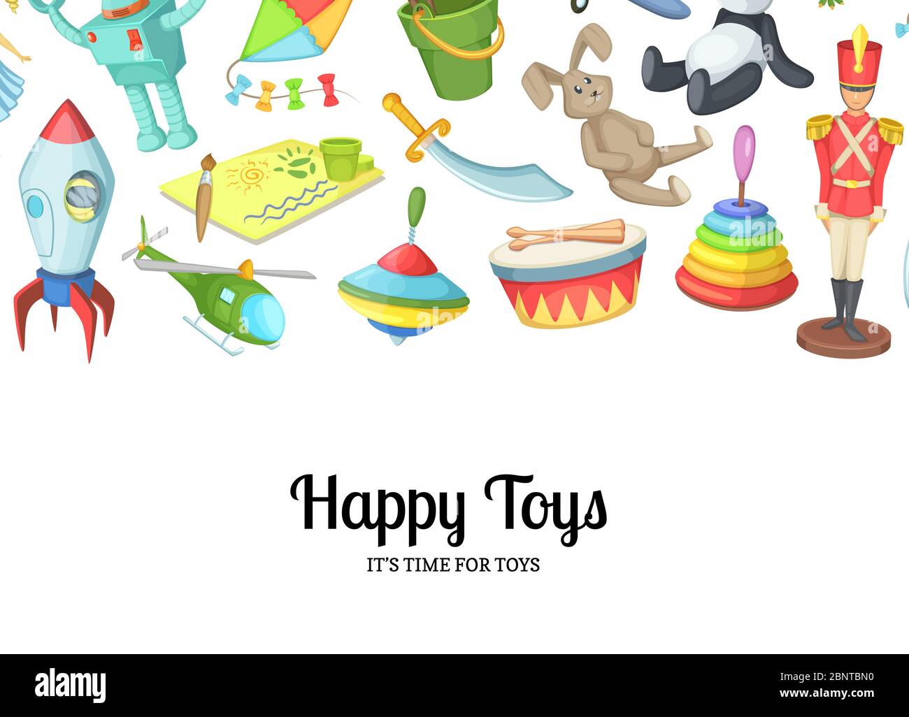 Vector cartoon children toys background with place for text ...