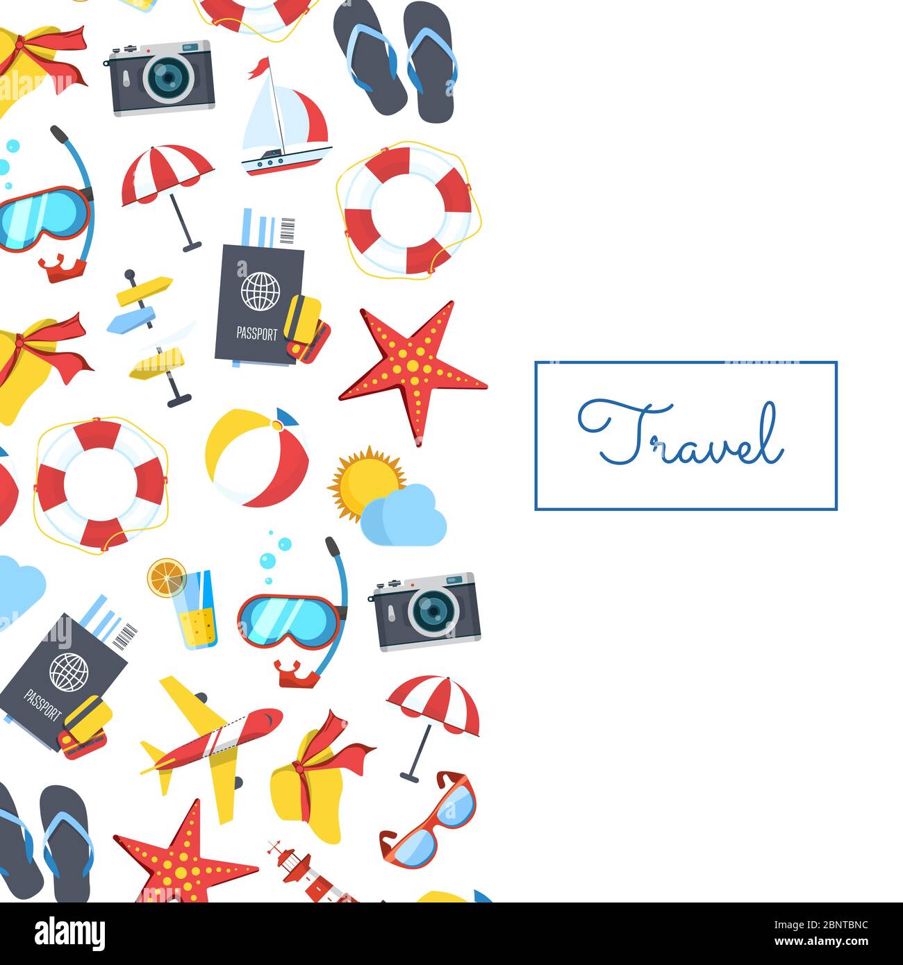 Vector travel elements background with place for text illustration ...