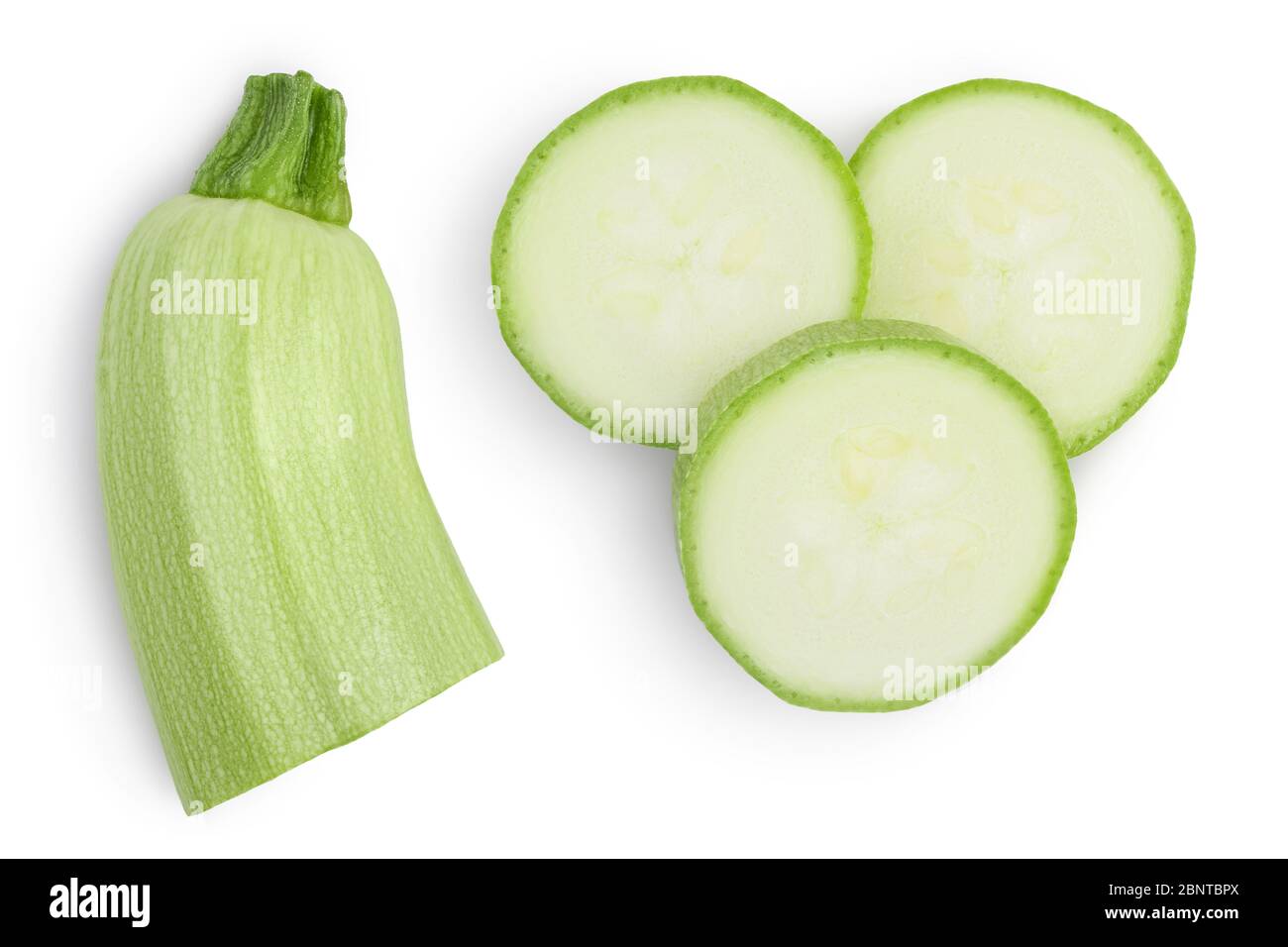 zucchini or marrow isolated on white background with clipping path and ...