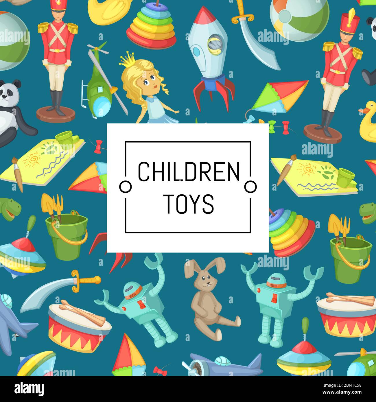 Vector cartoon children toys background with place for text ...