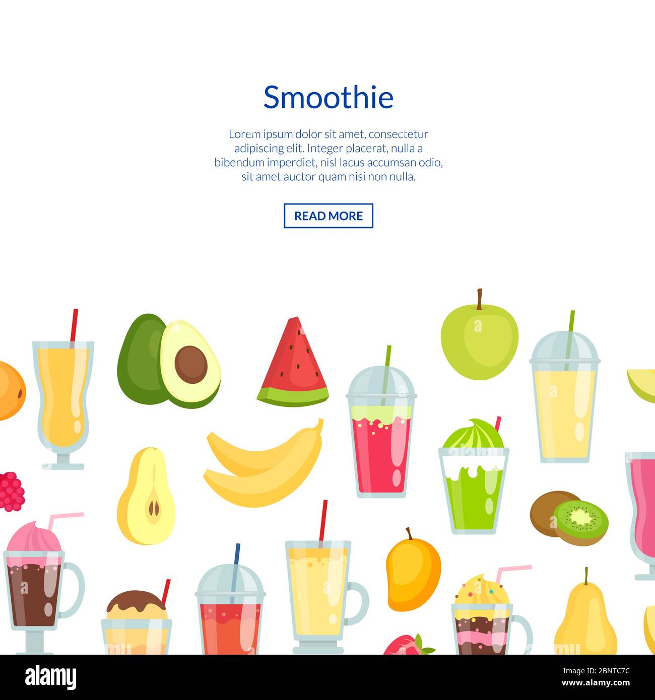 Vector flat smoothie banner with place for text illustration Stock ...