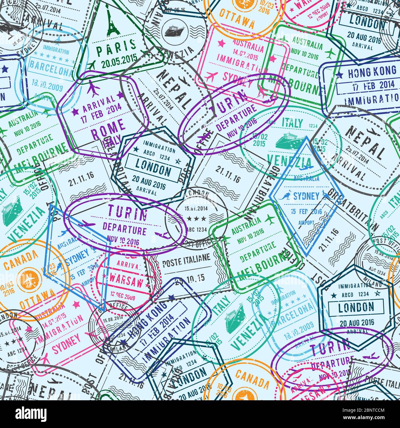 Vector pattern or background illustration with post and immigration ...