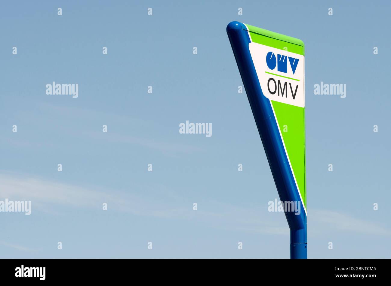 OMV gas station or petrol station or filling station logo and sign ...