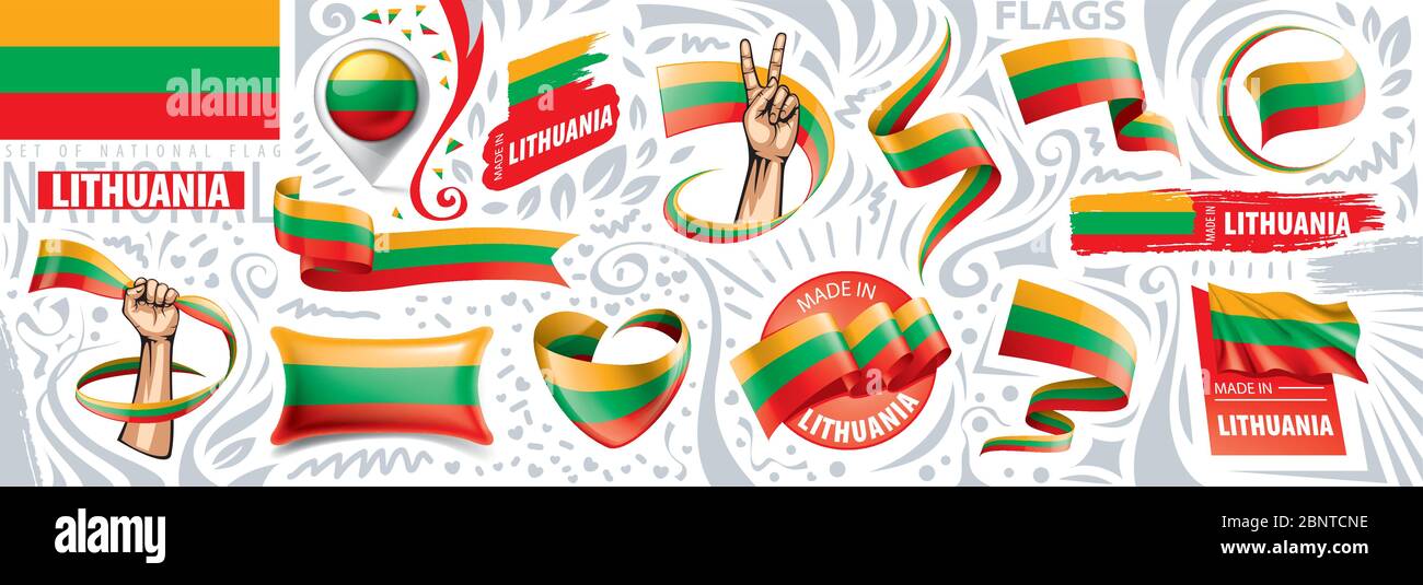 Vector set of the national flag of Lithuania in various creative ...