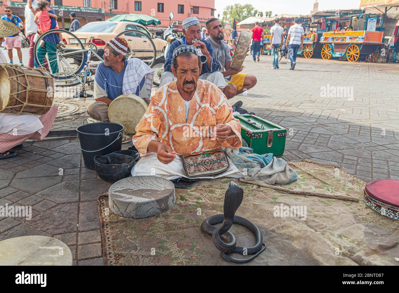 snake charmer in Jemaa El f’na Market Marrakesh's medina quarter. It ...