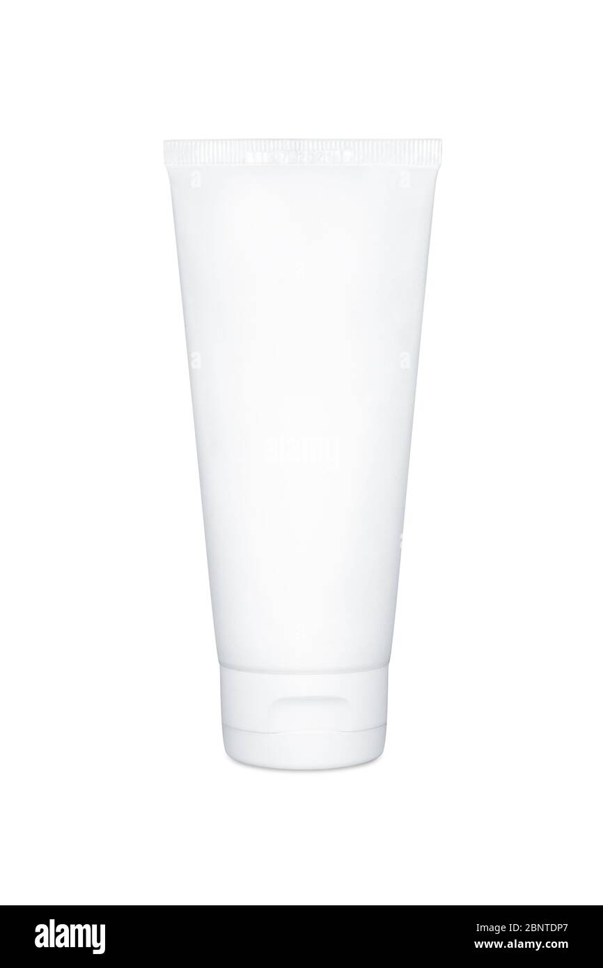 white tube cream packaging on white background Stock Photo - Alamy