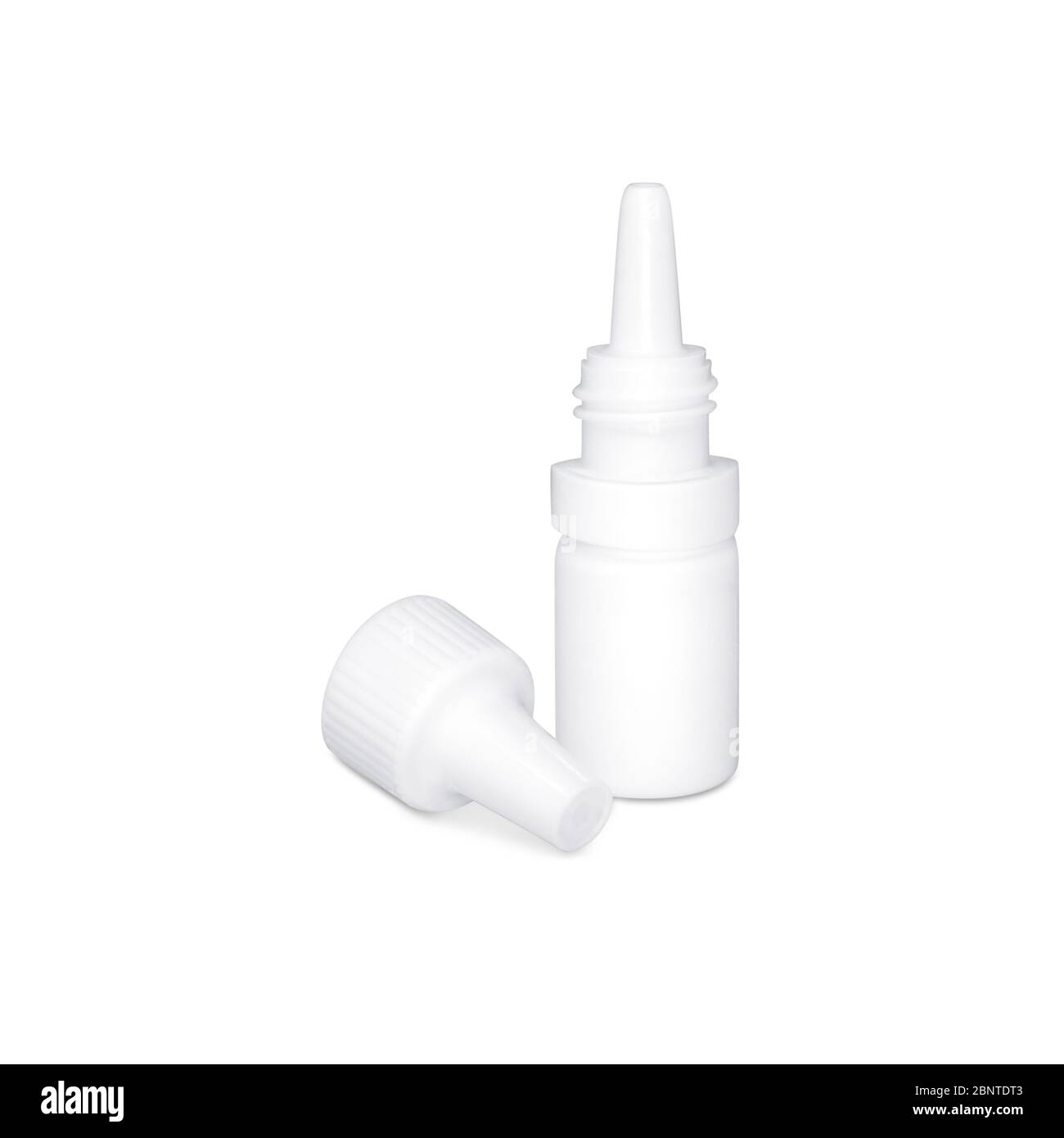 white plastic bottle dropper and cap isolated on white background Stock ...