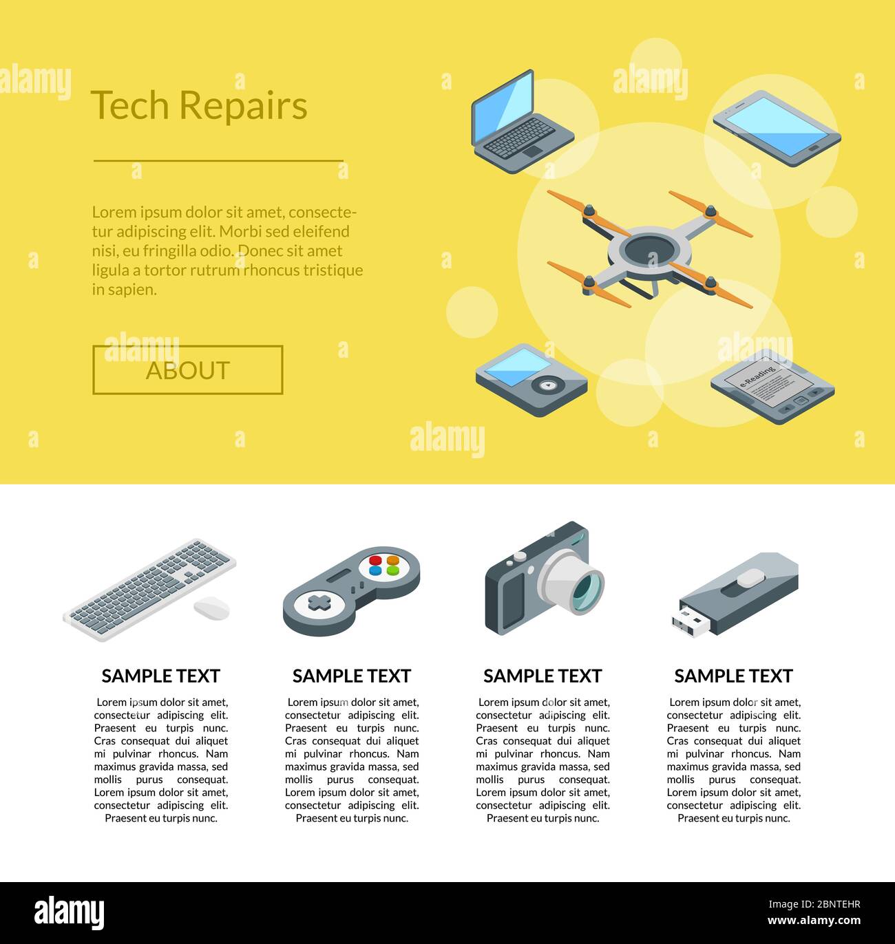 Vector isometric gadgets icons landing page template illustration Stock ...