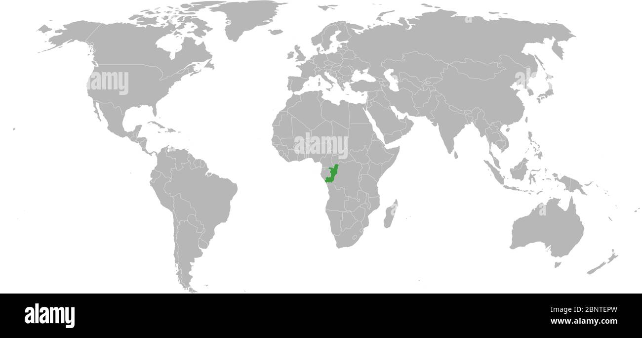 Republic of congo highlighted green on world map. African country ...