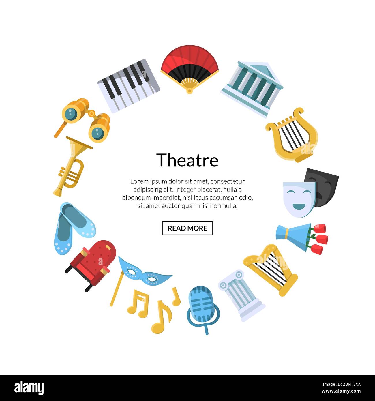 Vector flat theatre icons in circle Stock Vector Image & Art - Alamy