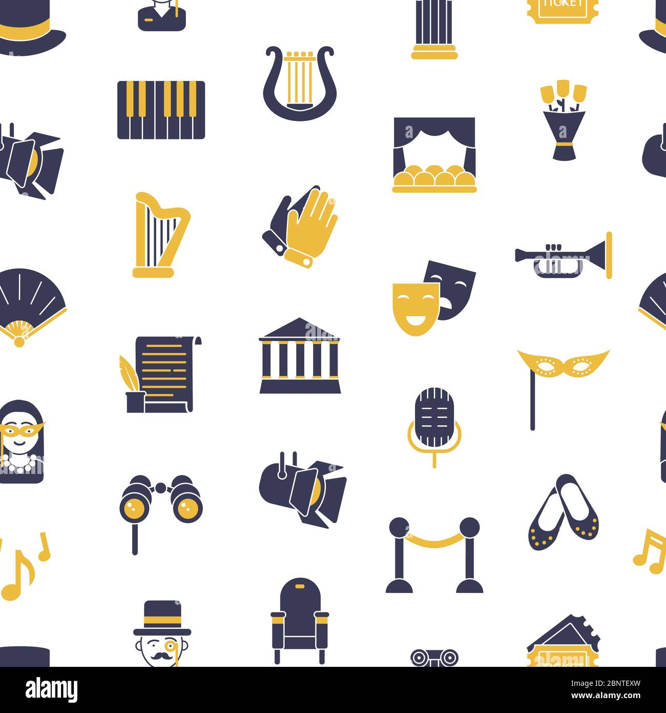 Vector flat theatre icons pattern or background illustration Stock ...