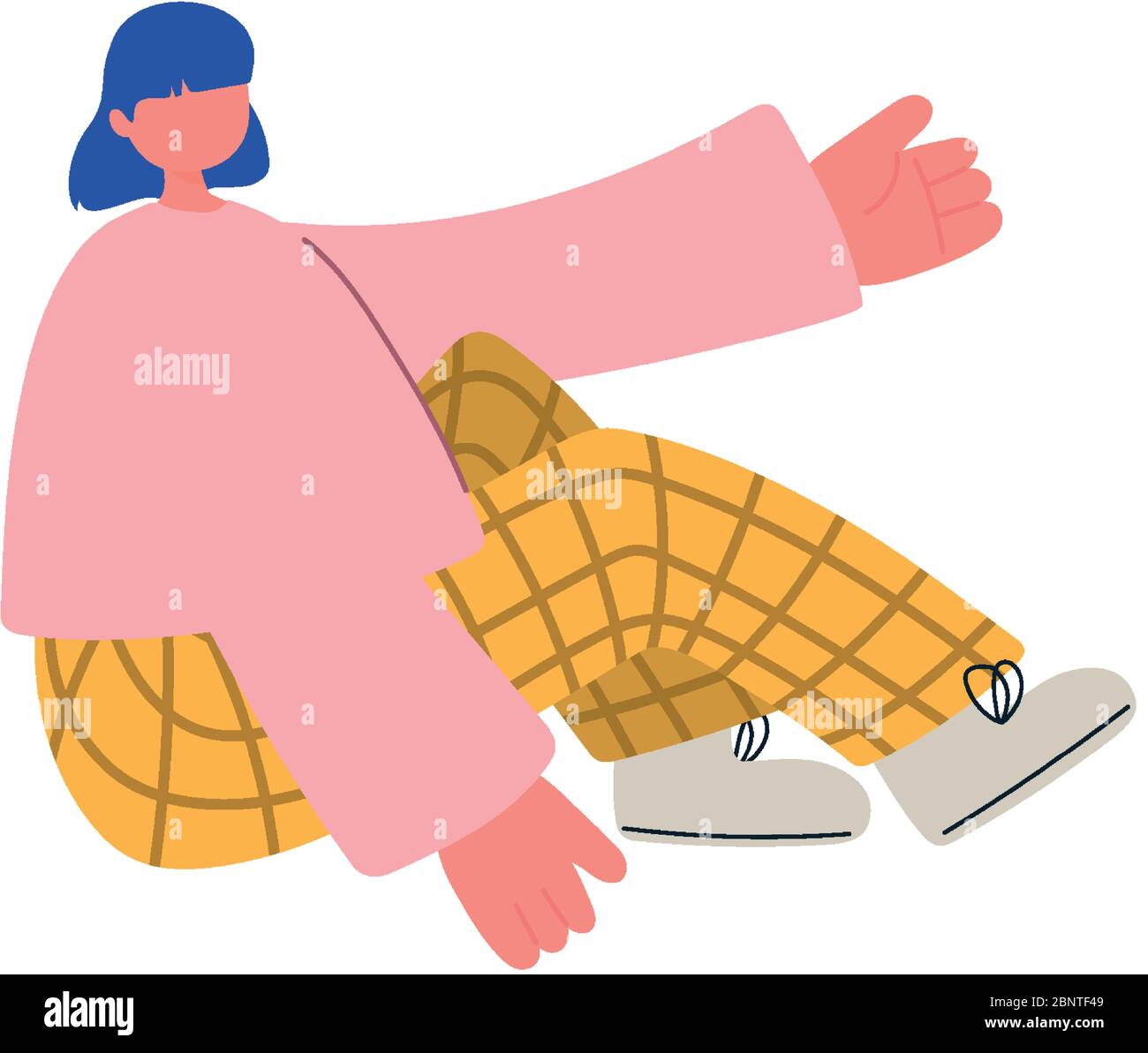 young woman sitting character isolated icon design vector illustration ...