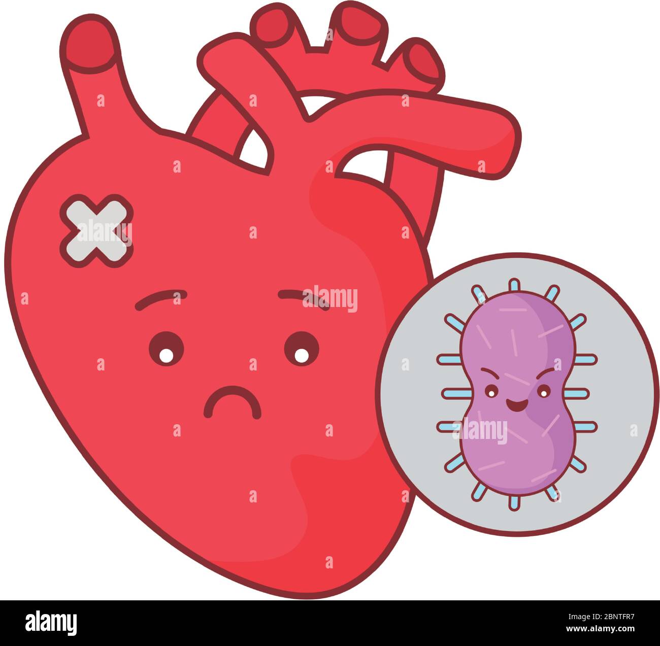heart and virus cartoon flat style icon design of Medical care health ...