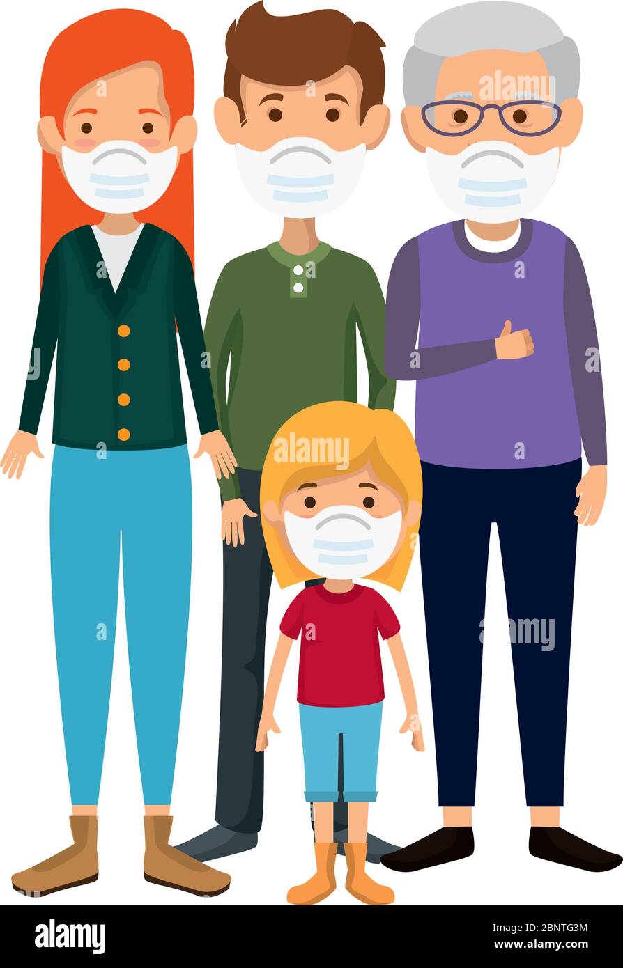 family members using face mask Stock Vector Image & Art - Alamy