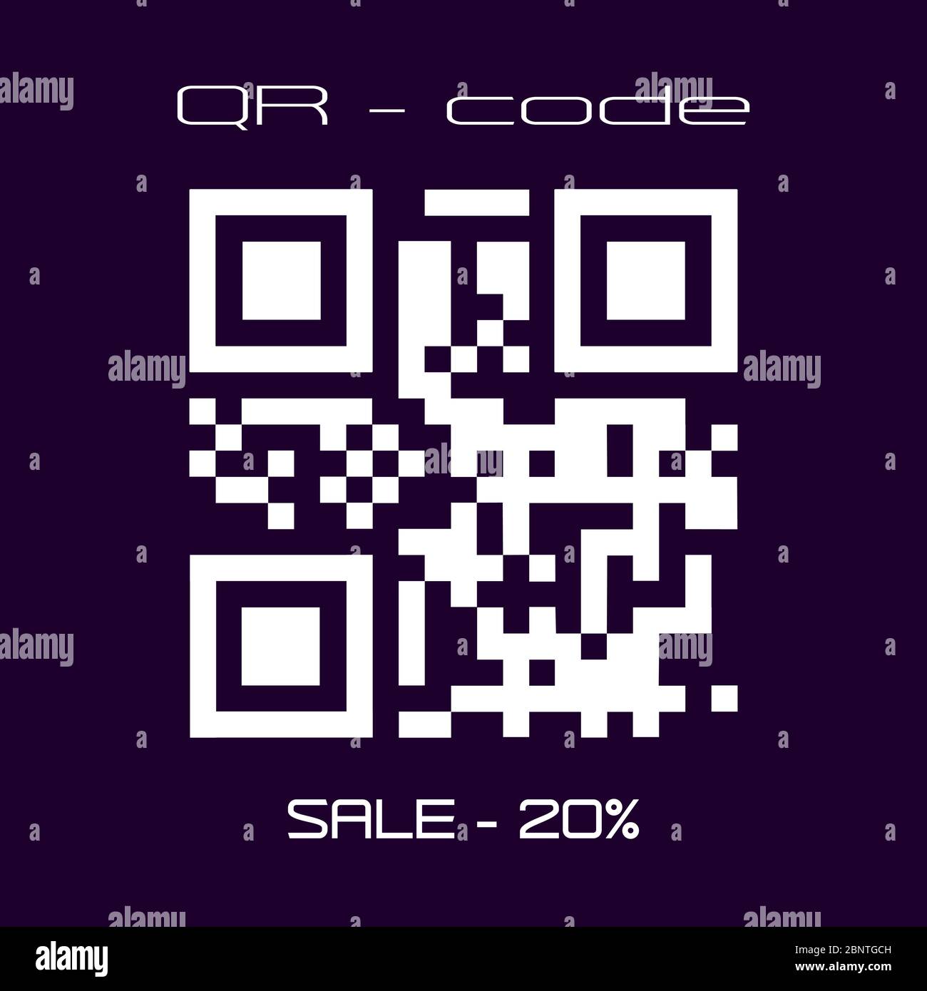 Real QR code sale - 20 percent. Vector logo, sticker for a store ...