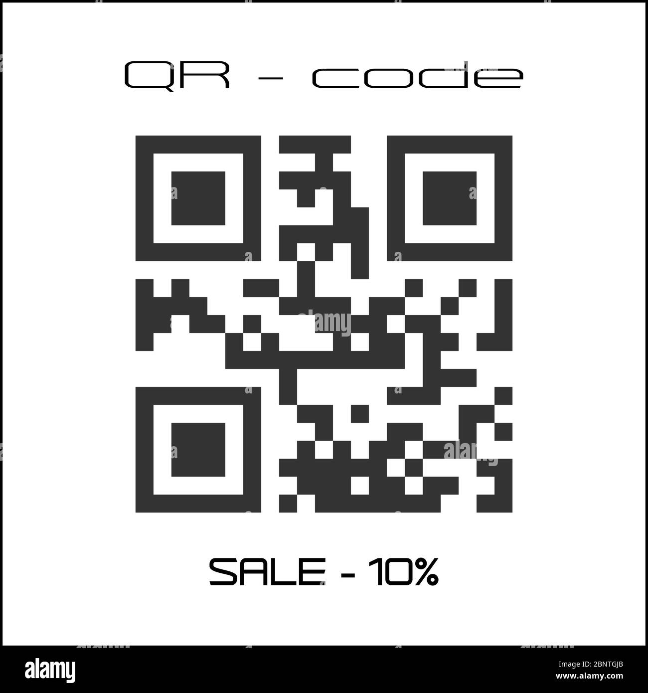 Real QR code sale - 10 percent. Vector logo, sticker for a store ...