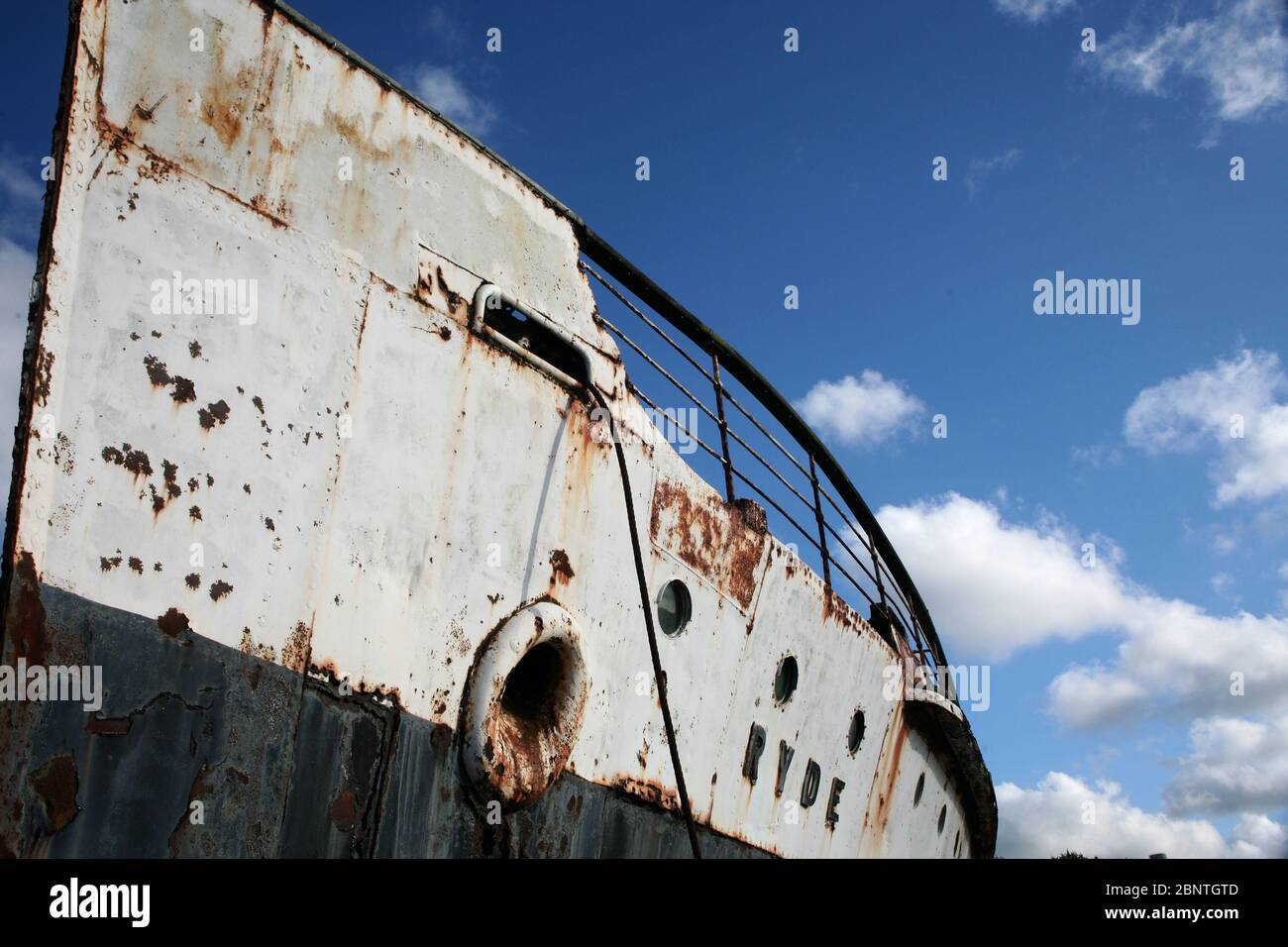 The sad remains of the paddlesteamer Ryde, resting in a mud berth at ...